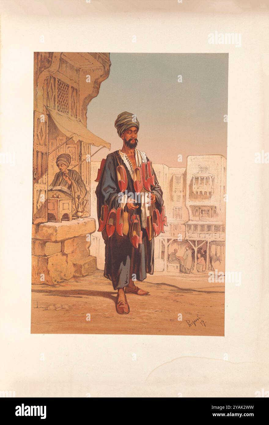 Cairo of the 19th century. Vintage illustration of Arab, Babouches ...