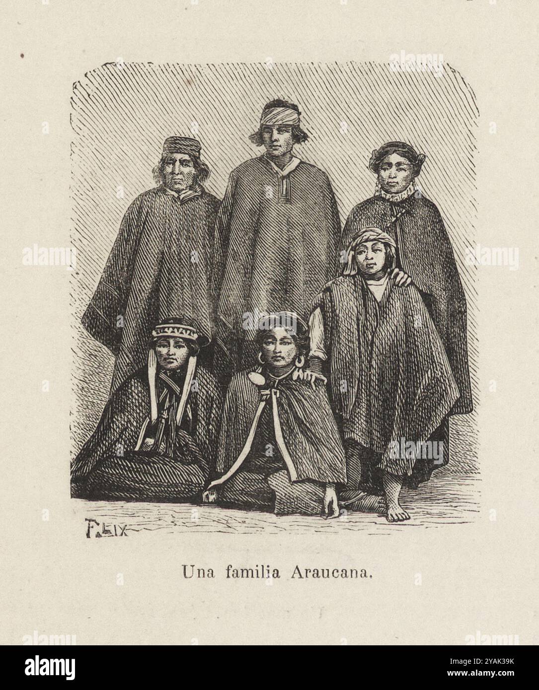 Chile of the 19th century. An Araucanian family. 1872 Stock Photo - Alamy