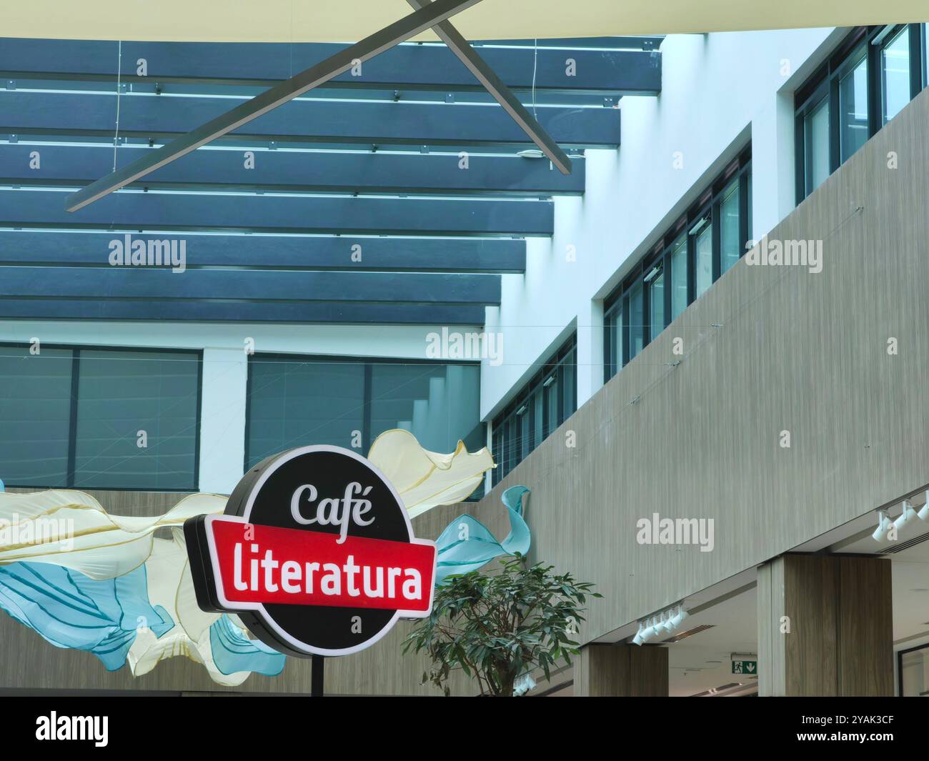 Cafe Literatura Logo Inside Skopje Shopping Mall: Modern Building ...