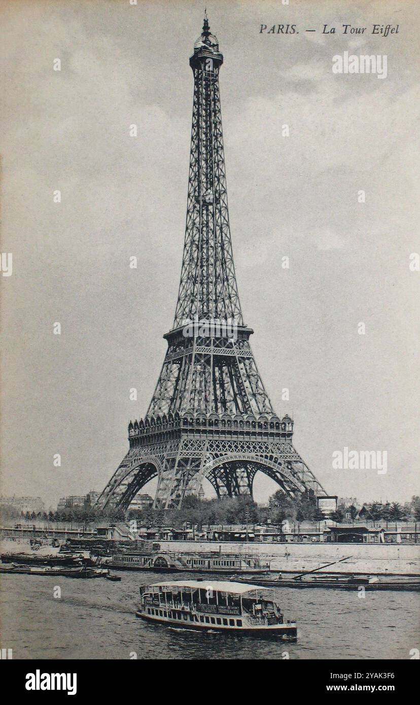 Vintage postcard of Eiffel Tower (La Tour Eiffel). Paris, France. 1905-1915 Stock Photo - Alamy