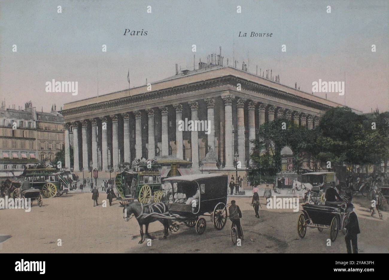 Vintage illustration the Place de la Bourse (Stock Exchange Square). Paris, France. 1906 Stock ...