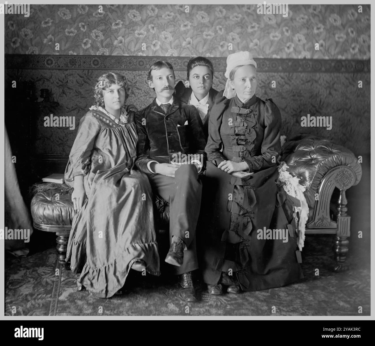 Robert Louis Stevenson with his mother, wife, Fanny Osbourne Stevenson ...
