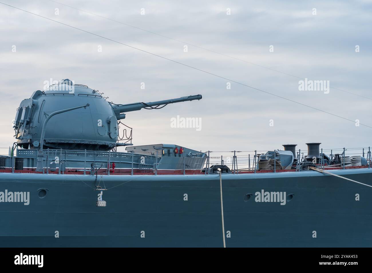 naval military background, concept, fragment of a modern warship with a ...