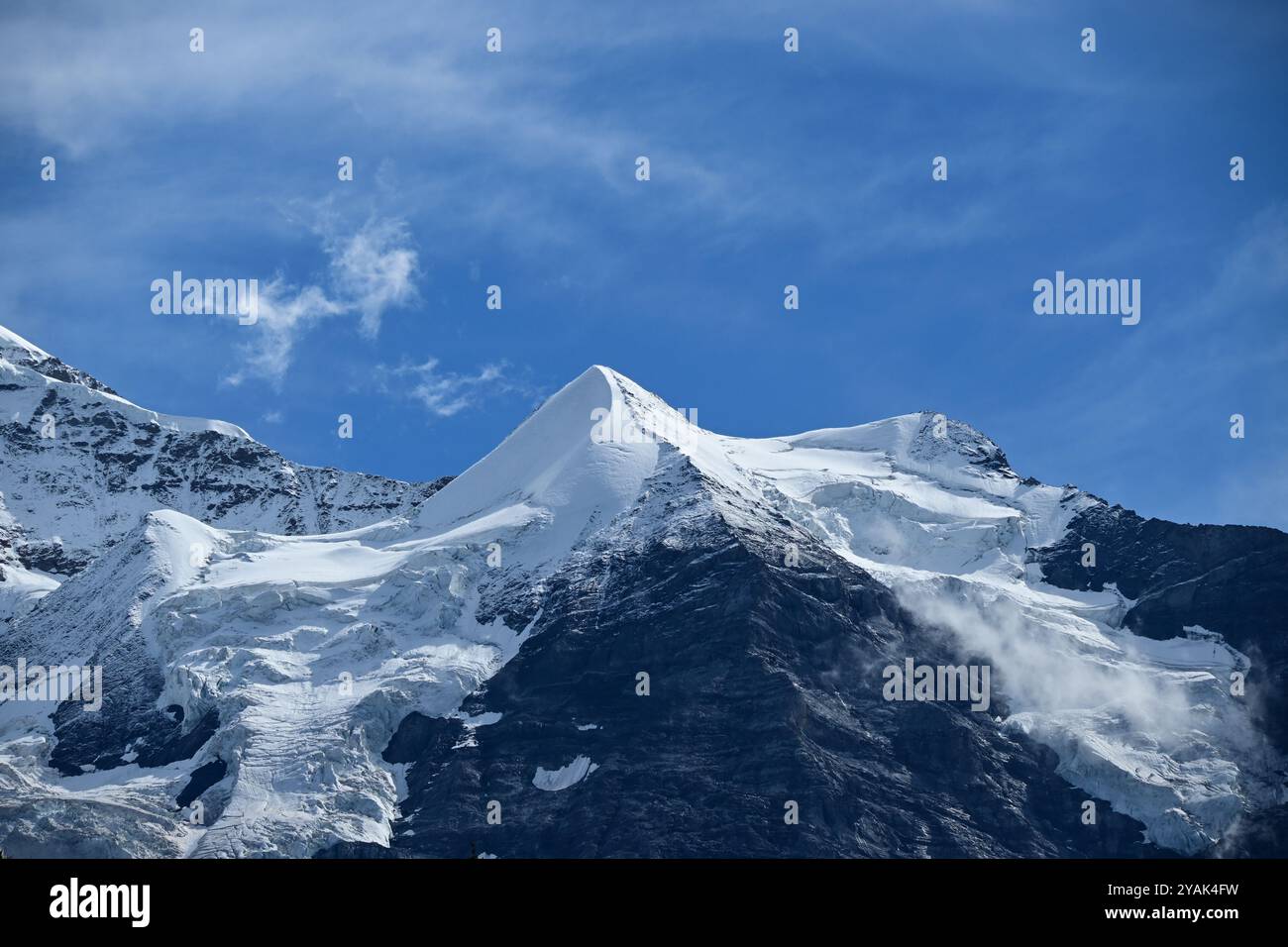 Silberhorn mountain peak viewed from Wengen, Benese Oberland ...