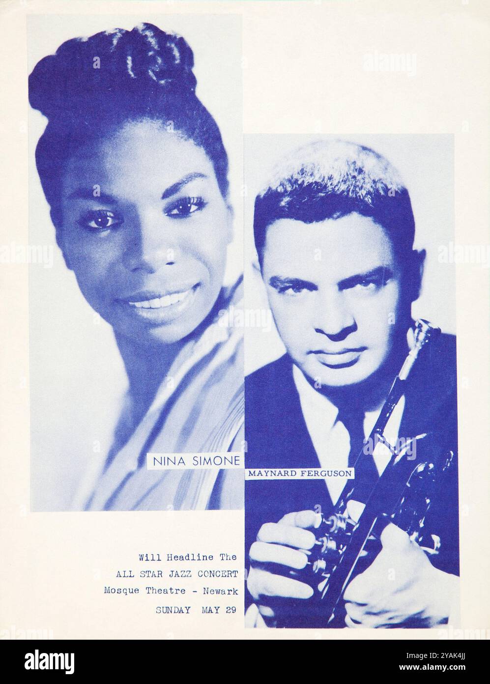Nina Simone, Maynard Ferguson 1960 Newark, New Jersey Concert Handbill ...