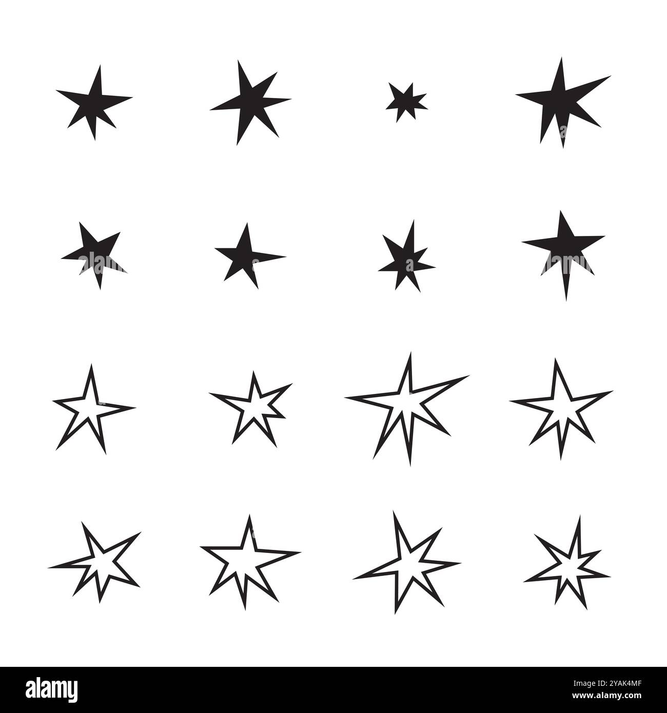 Christmas set of stars in sketch style. Hand drawn illustration Stock ...