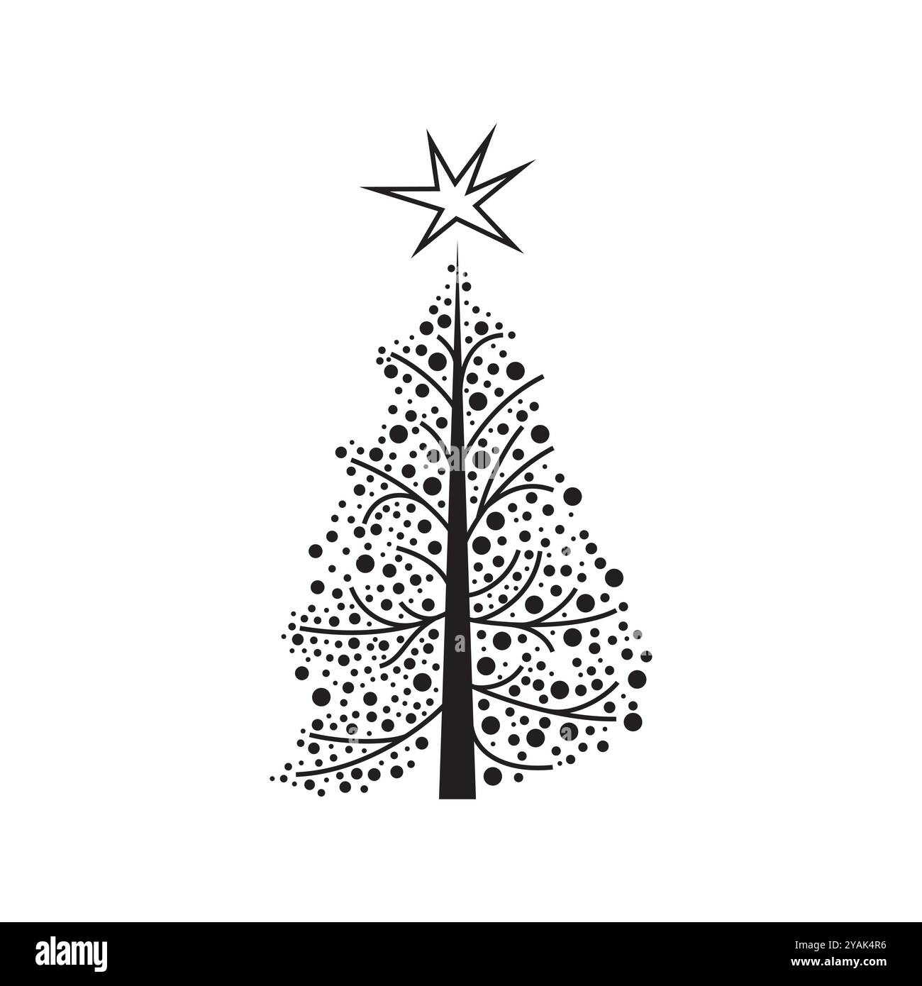Christmas tree set in sketch style. Hand drawn illustration Stock ...