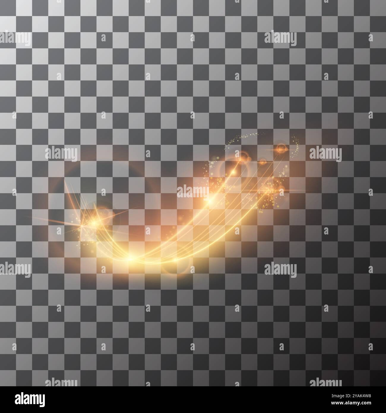 Light effect trails, golden glitter glow waves and sparkling flare ...