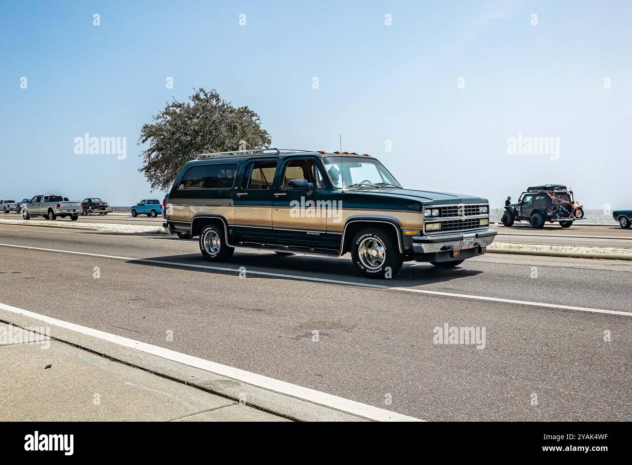Gulfport, MS - October 04, 2023: Wide angle front corner view of a 1991 ...