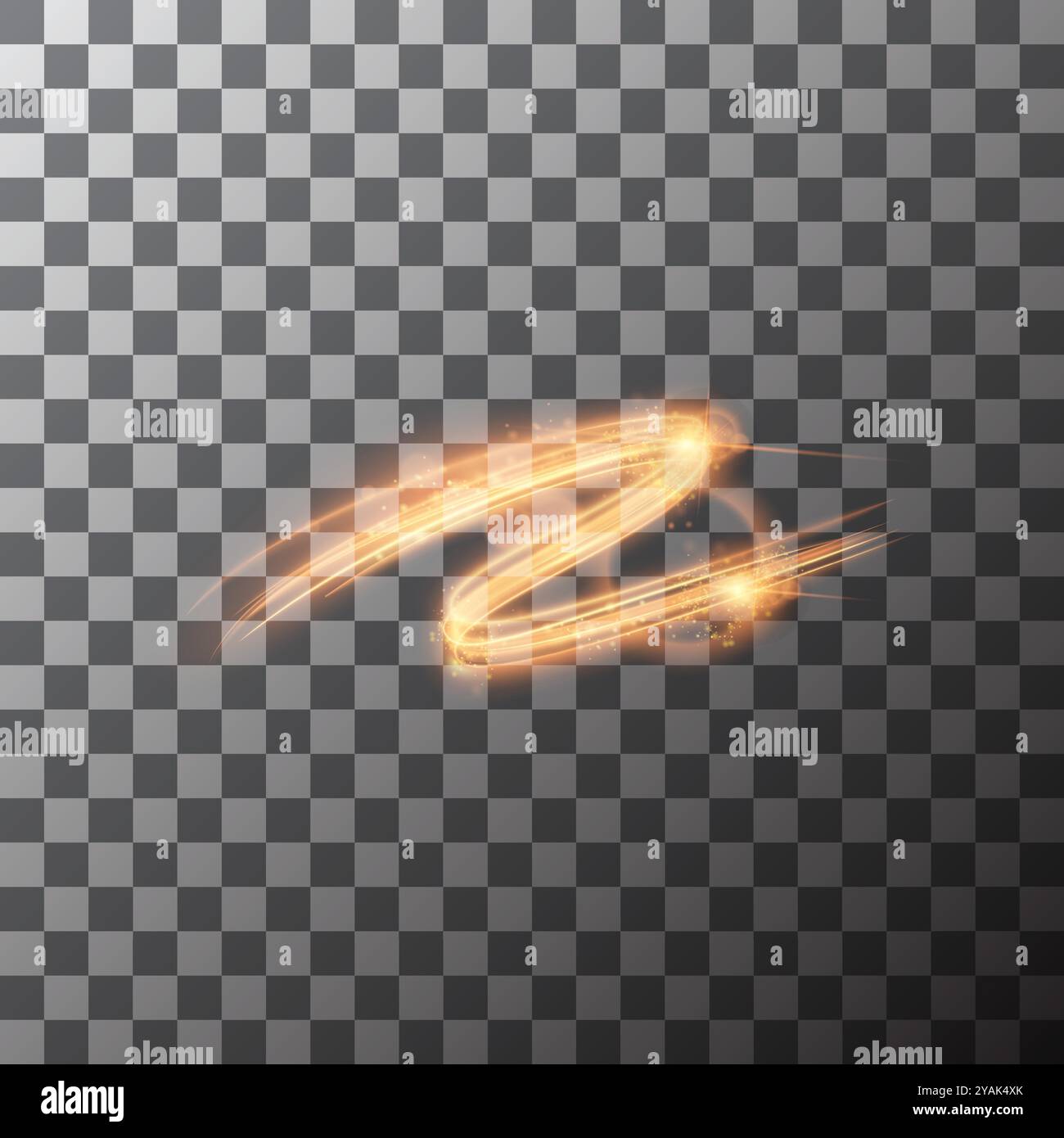 Light effect trails, golden glitter glow waves and sparkling flare ...