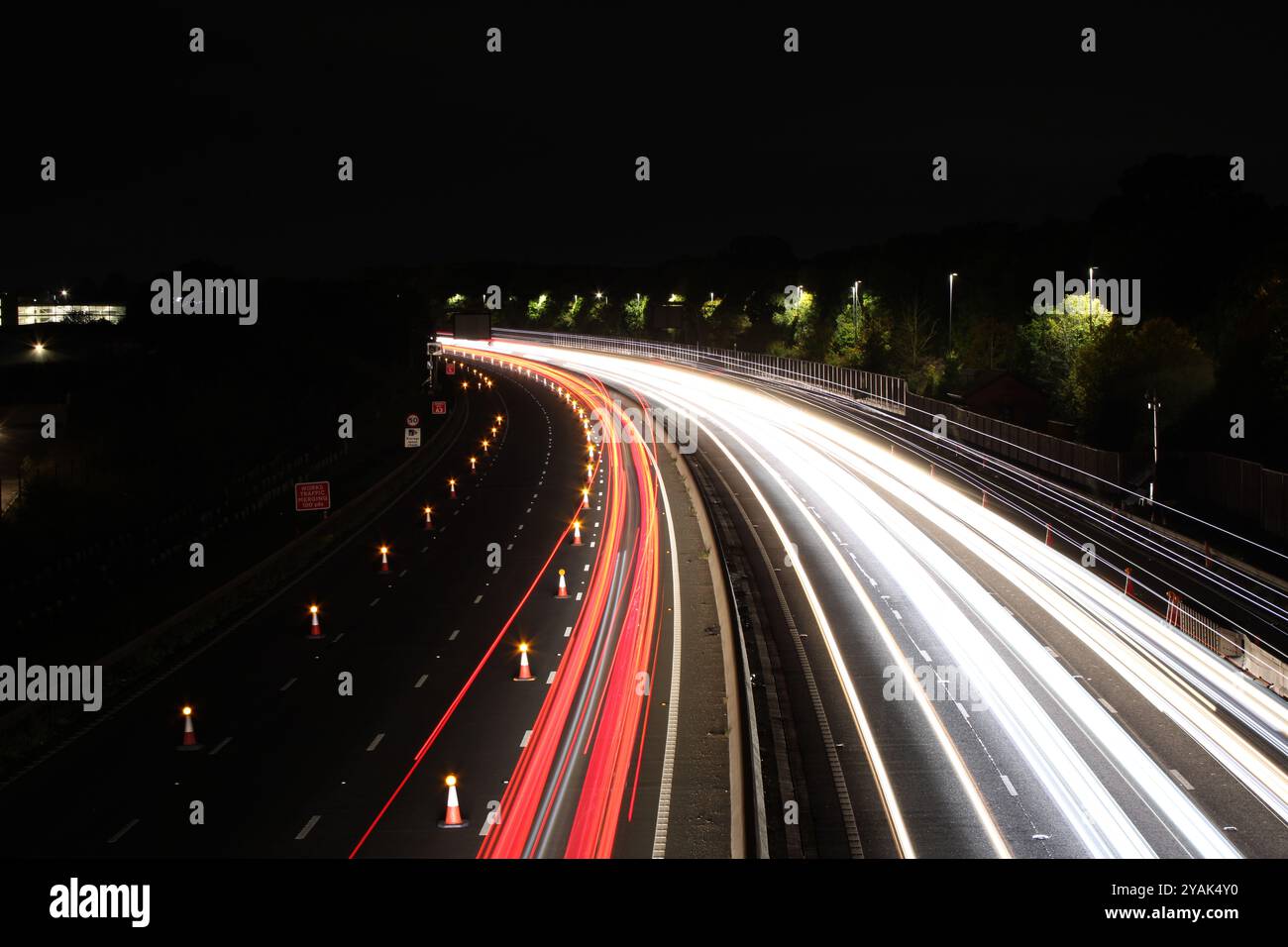 Night time M4 Motorway Multiple Lanes Closed for Roadworks And ERA ...