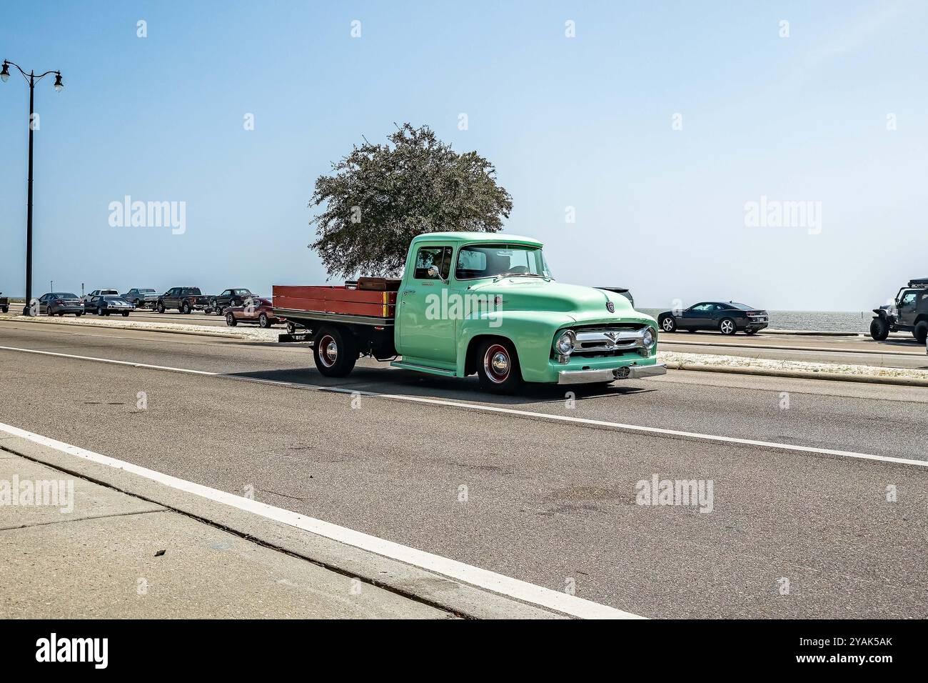 Gulfport, MS - October 04, 2023: Wide angle front corner view of a 1956 ...