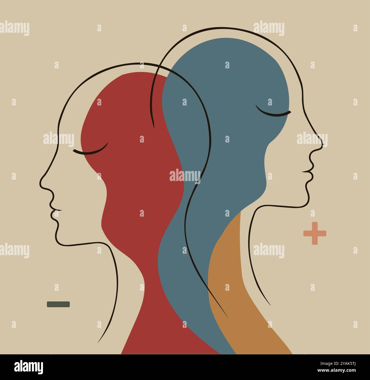 Metaphor bipolar disorder mind mental. Double face. Mood disorder ...
