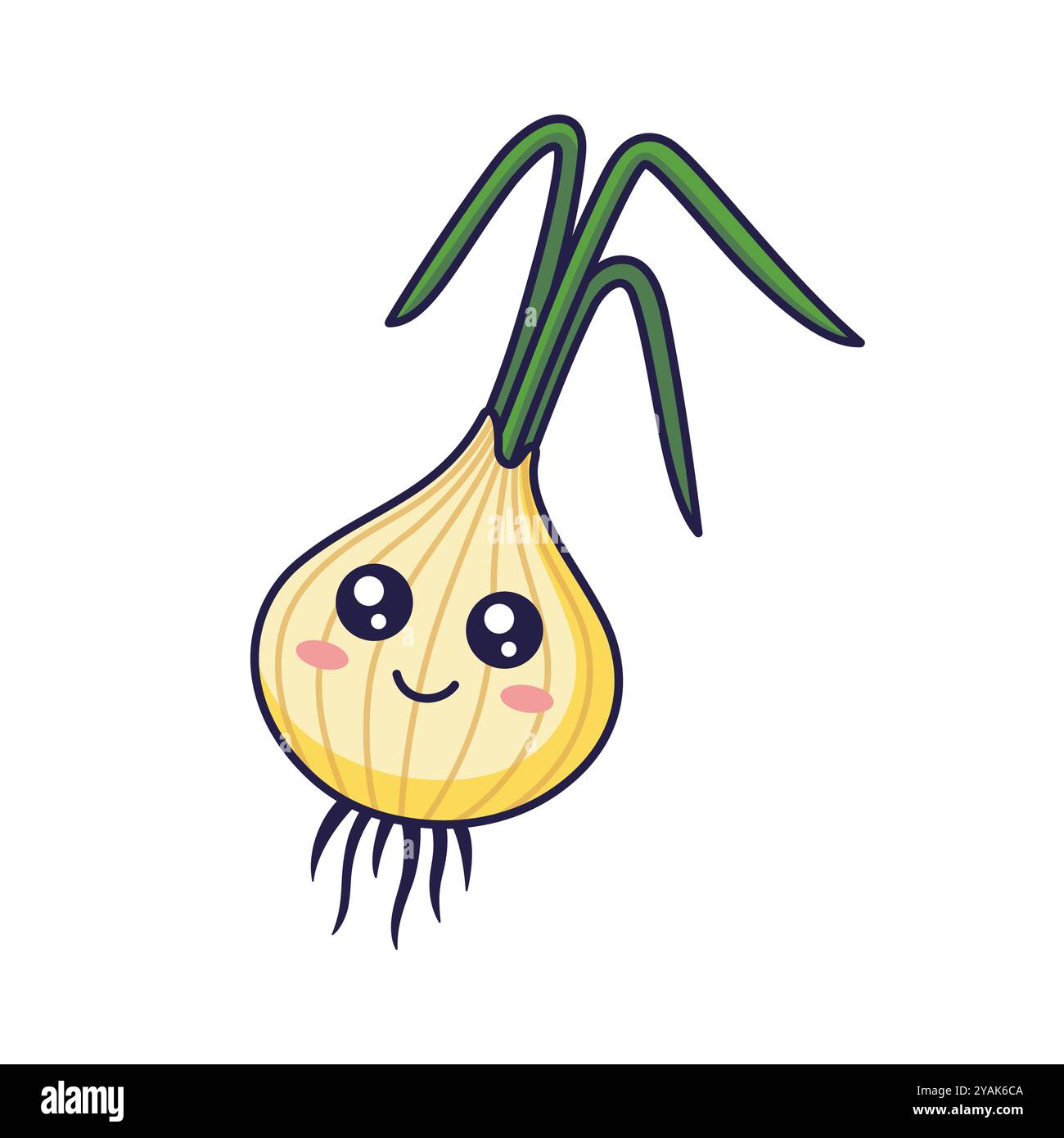 Cute Kawaii onion cartoon icon illustration. Food vegetable flat icon ...