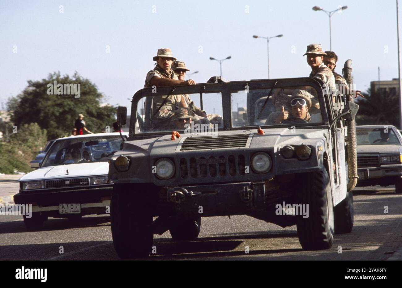 First Gulf War: 8th March 1991 On Arabian Gulf Street in Kuwait City ...