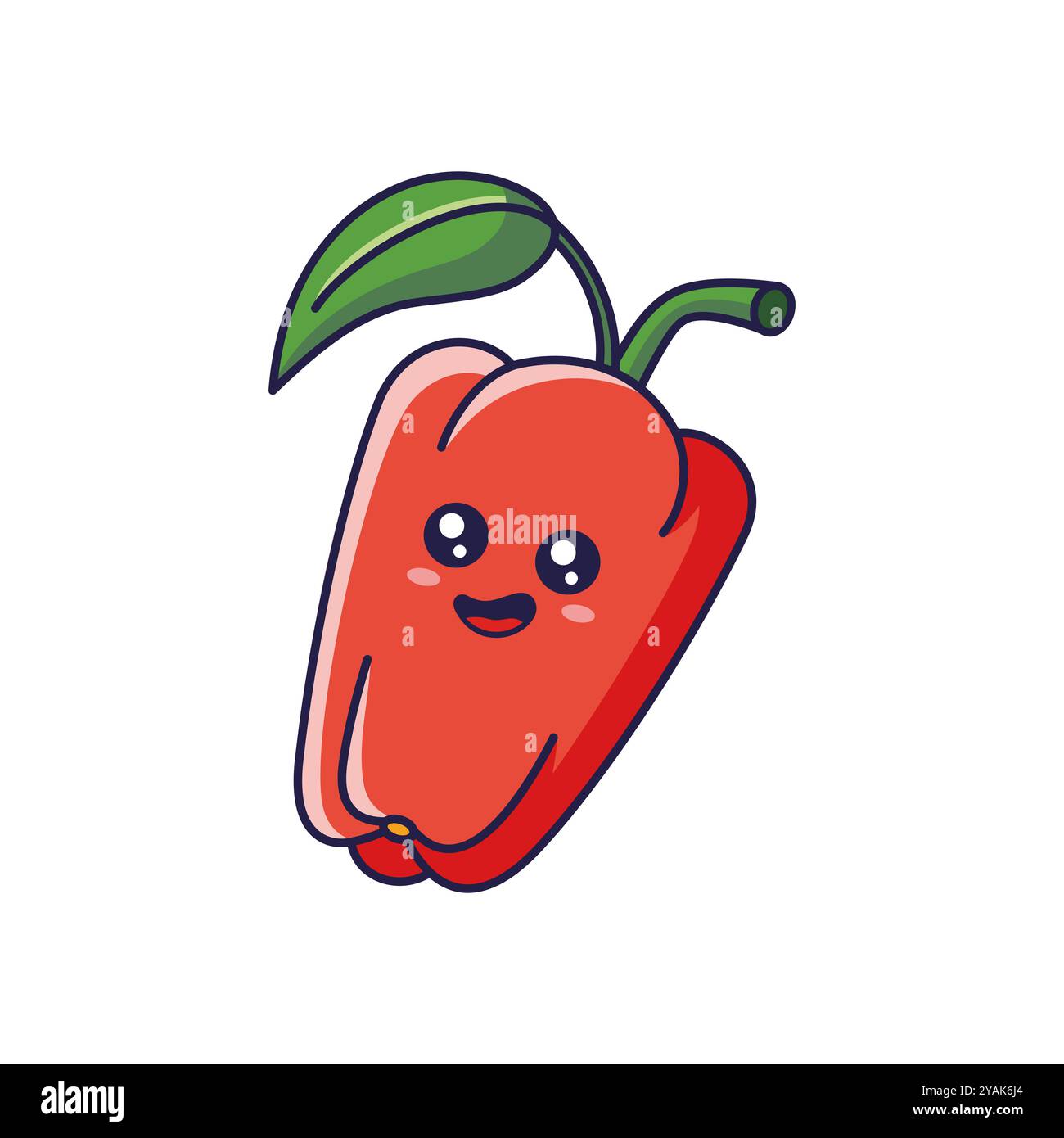 Cute Kawaii Bell pepper cartoon icon illustration. Food vegetable flat ...