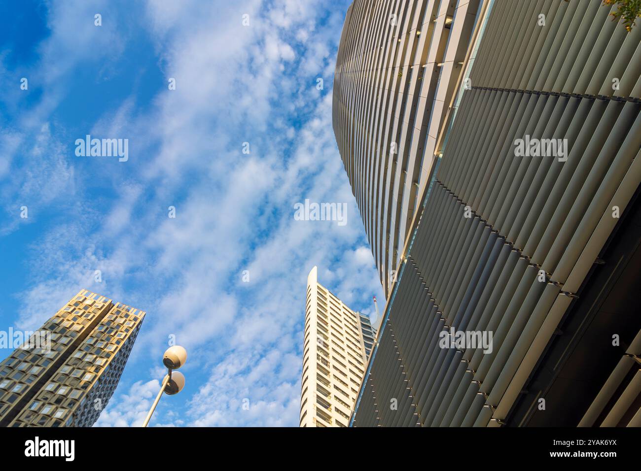 Vienna: high-rise Danube Flats, lamps of bridge Reichsbrücke, DC Tower ...