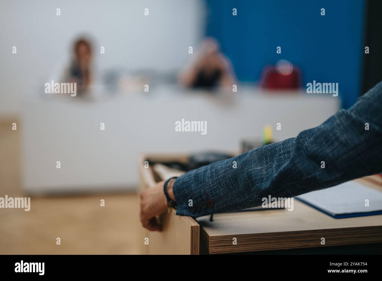 Professional classroom setting with attentive students and teacher's ...