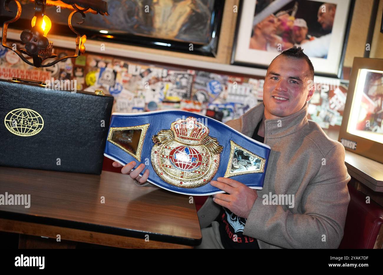 Hamburg, Germany. 14th Oct, 2024. Angelo Frank, WBF middleweight boxing ...