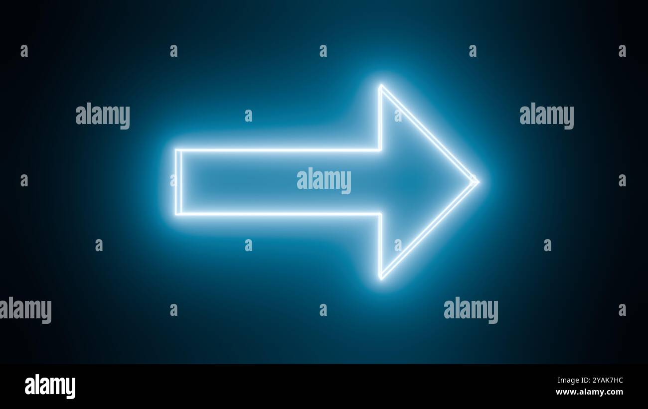 Neon blue arrow pointing right on a black background, representing ...