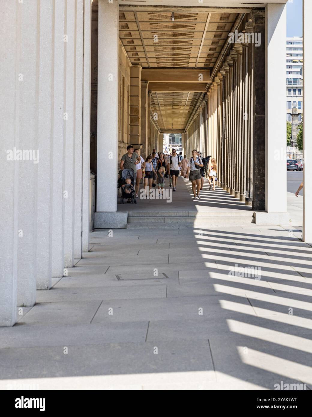 People walking in The Kolonnadenhof Colonnade Courtyard at Neues Museum ...