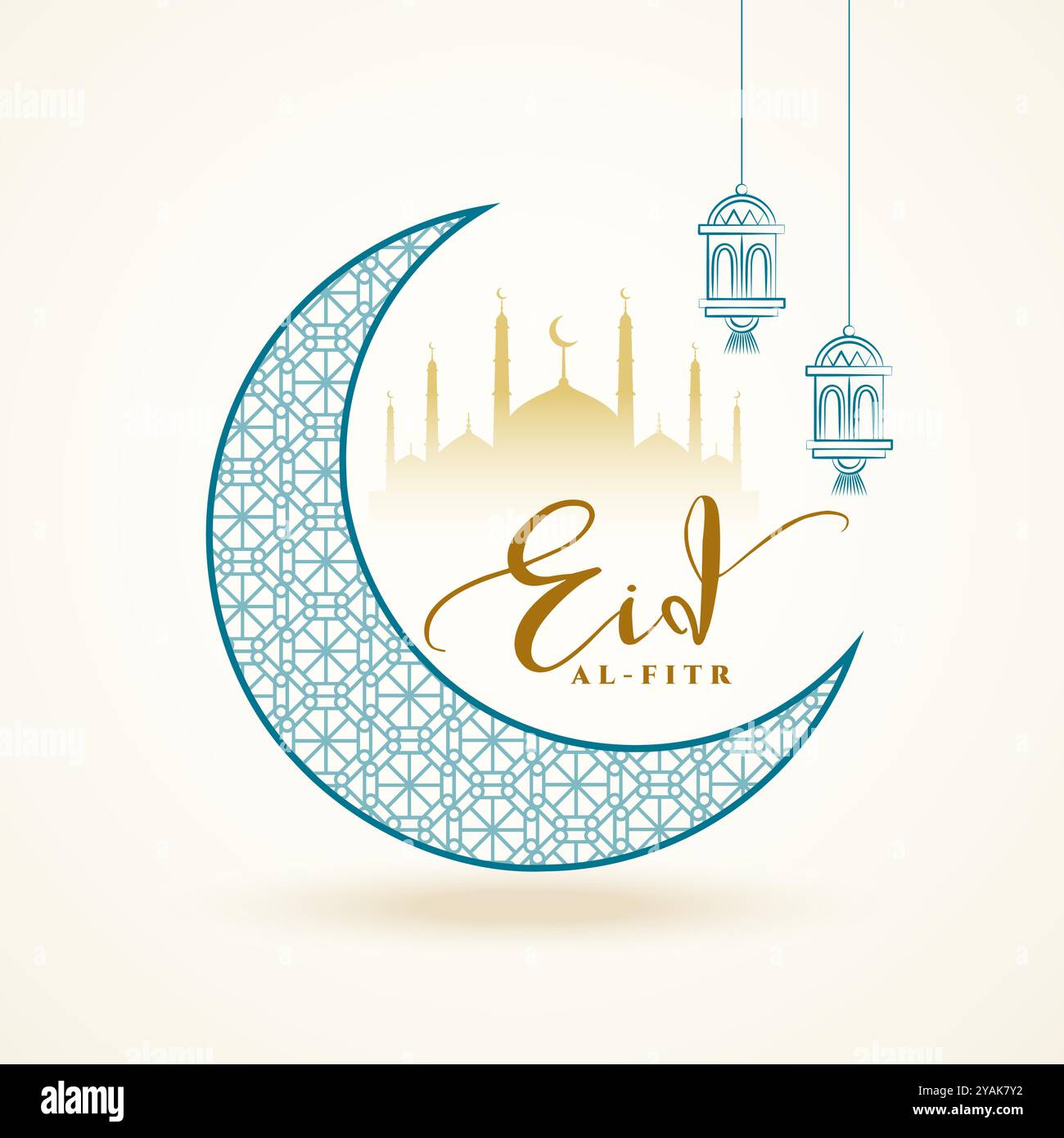 beautiful eid al fitr invitation card with islamic decor vector Stock ...