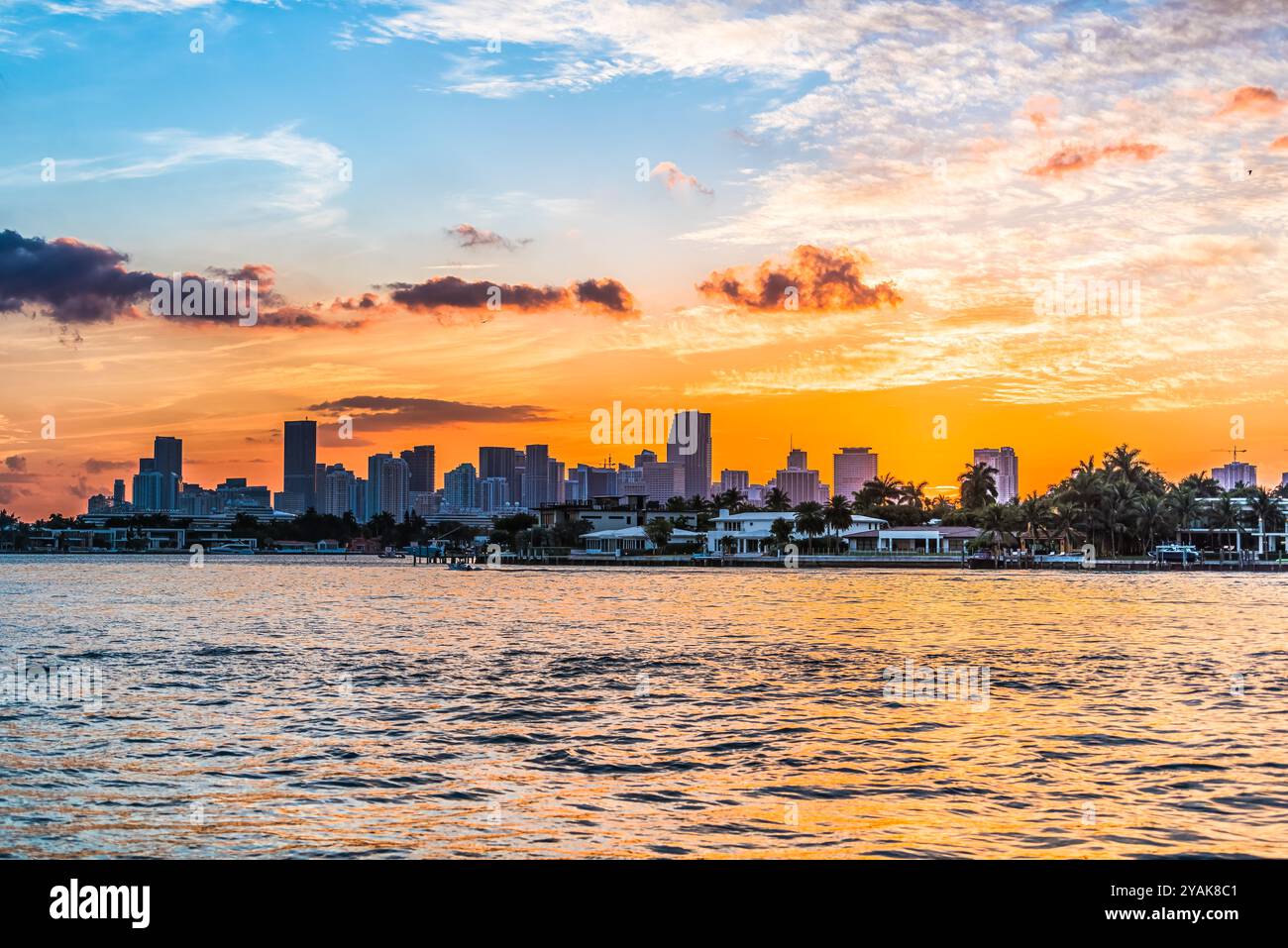 Miami skyline sunset twilight of downtown Florida cityscape city by ...