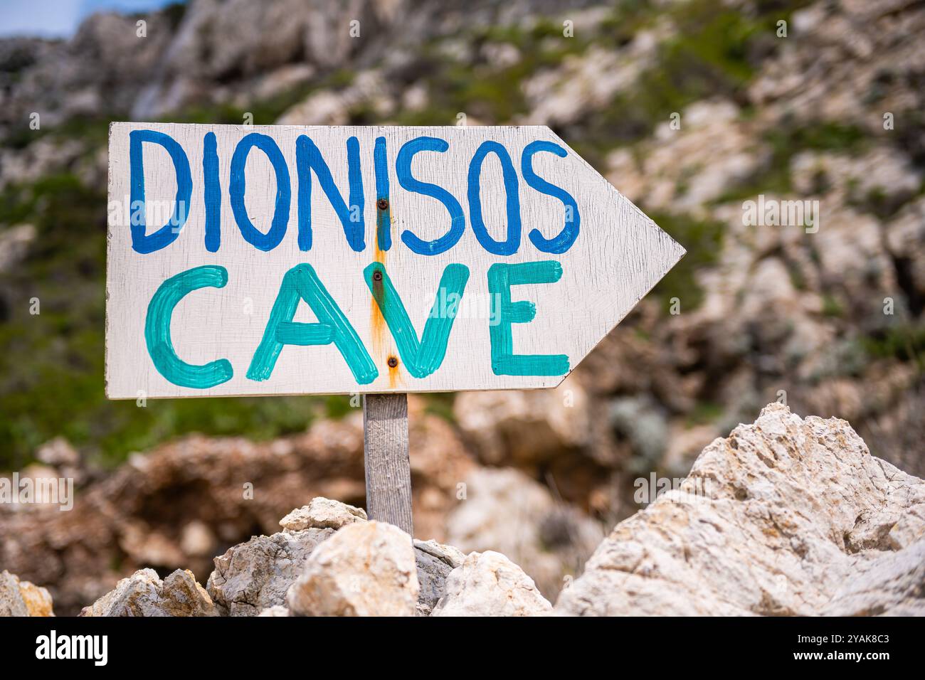 Dionysus cave sign to Dionisos god of wine temple by Iero beach on ...