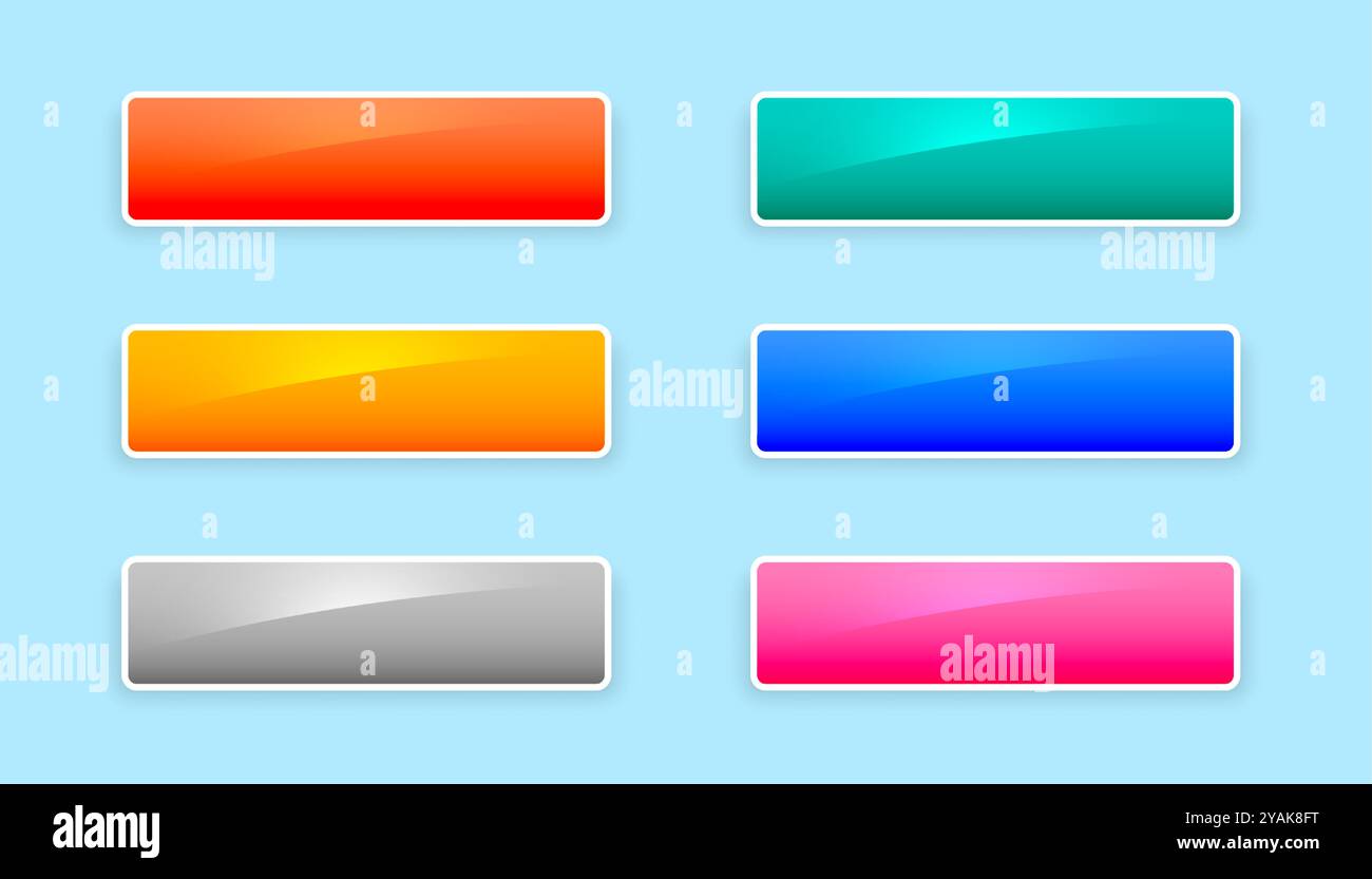 set of six empty web app button sign in various colors vector Stock ...