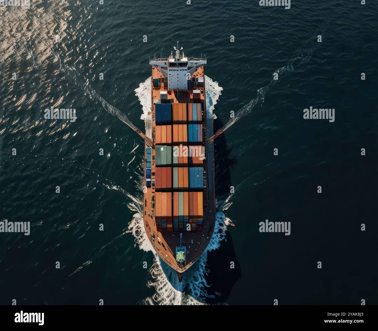 View on the containers loaded on deck of the large cargo ship. She is ...
