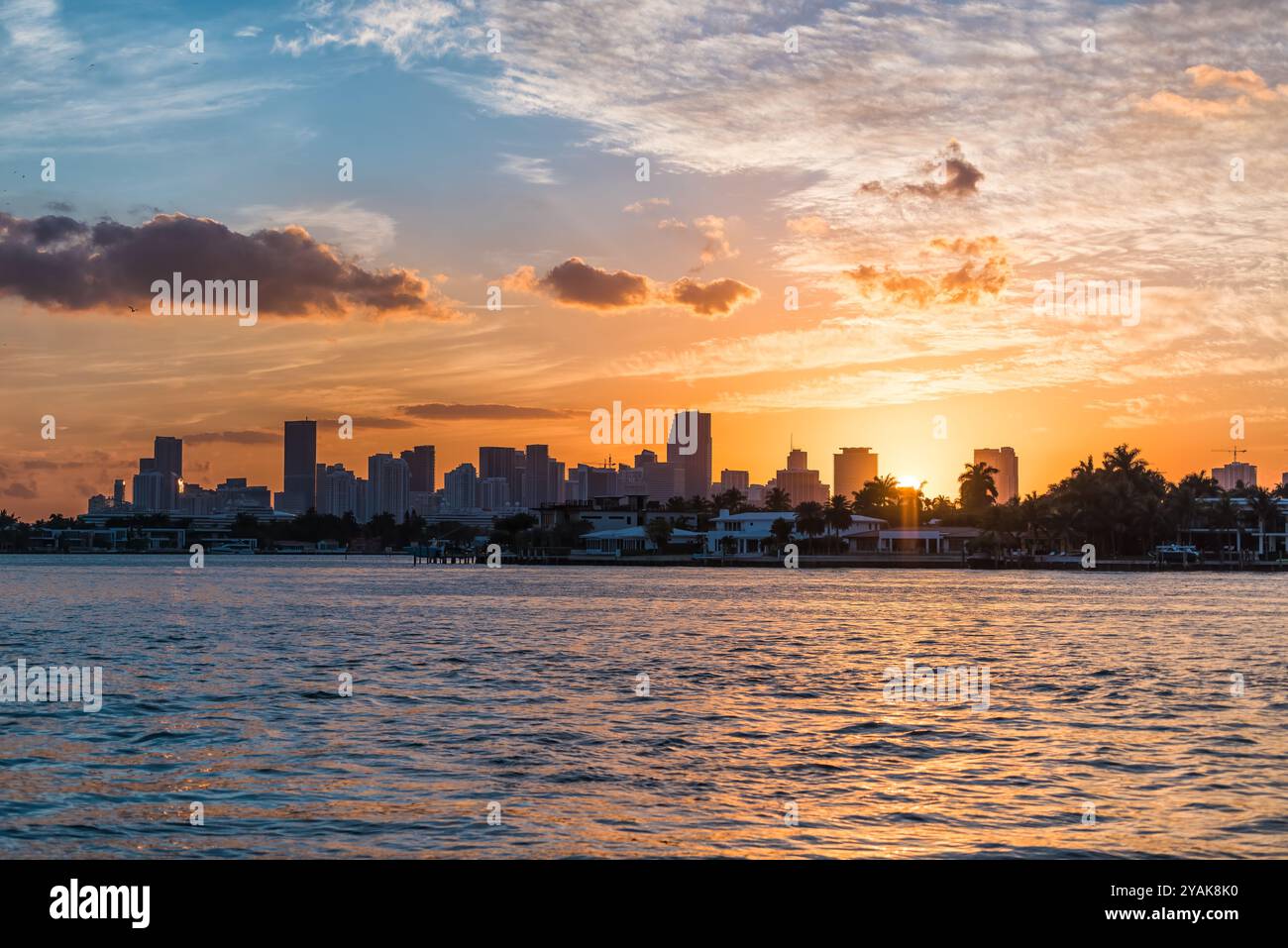 Miami skyline sunset of downtown Florida cityscape city by Venetian ...