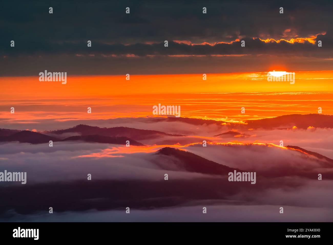 Wintergreen Resort, Virginia sunrise of sun hiding behind clouds of ...