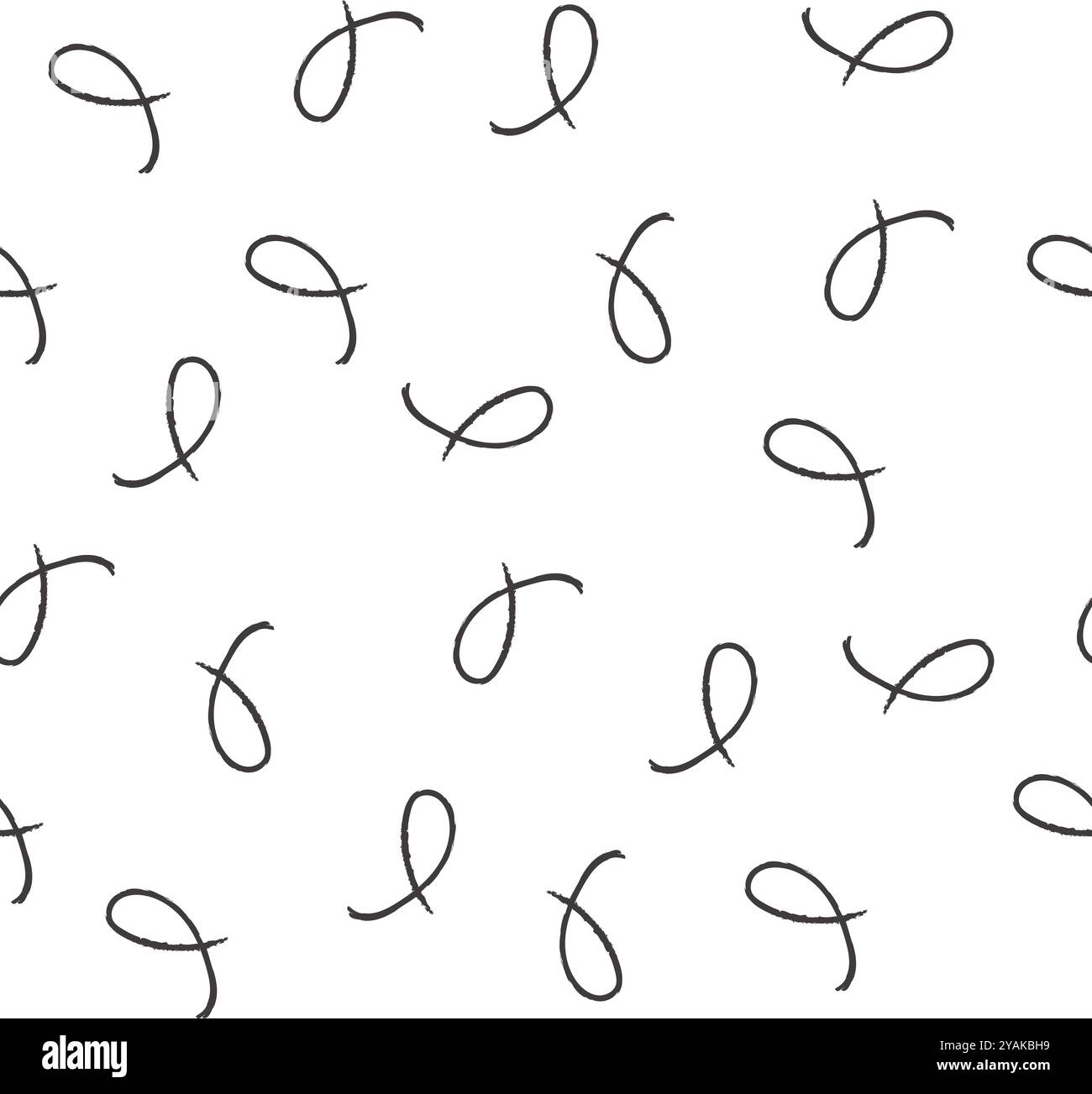 Seamless hand-drawn loop pattern with black lines on a white background ...