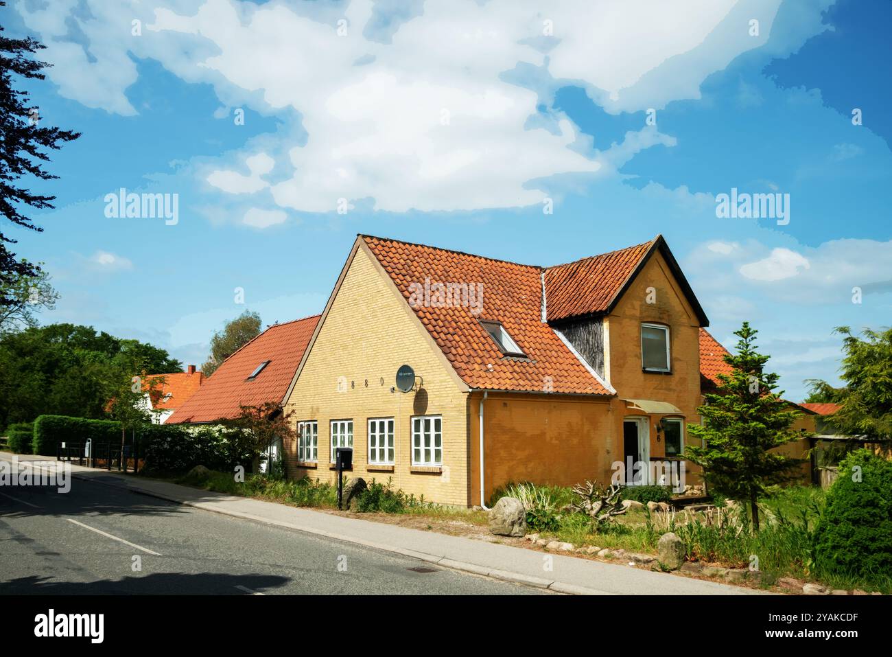 Brick old (1880) House (2-storey) with a re roof tiles in Odense ...