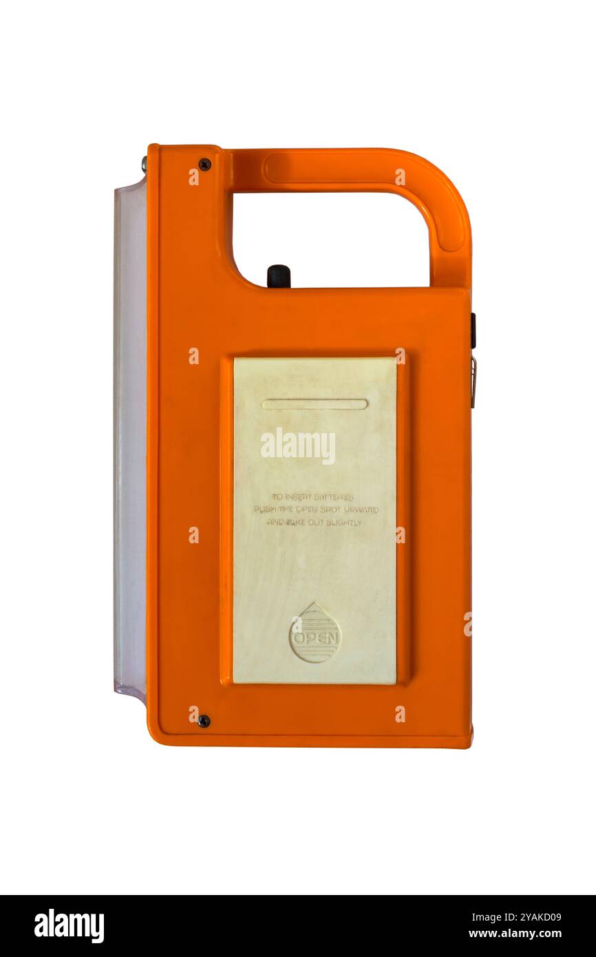 old Fluorescent Hand Lantern light isolated on white background Stock ...