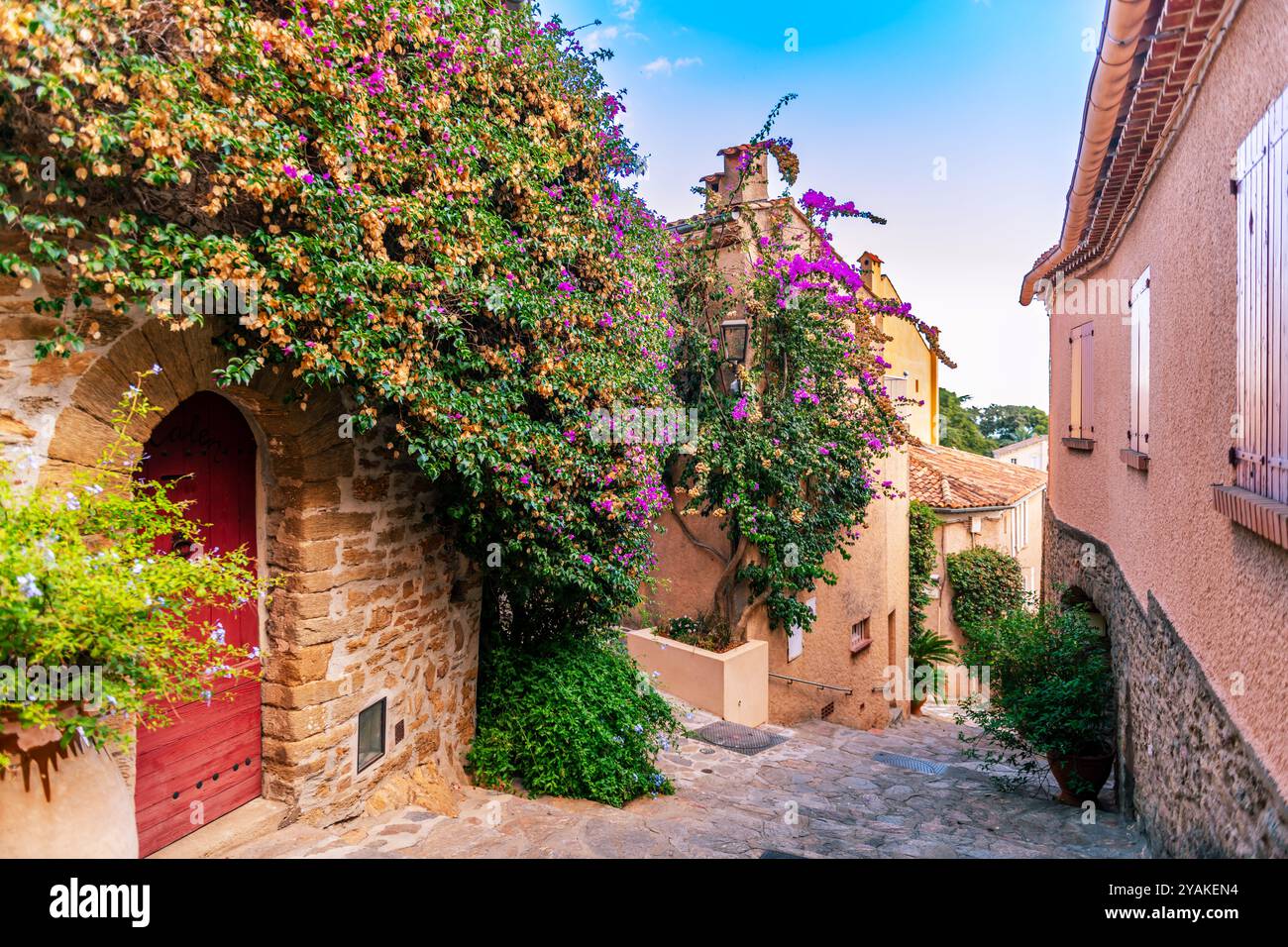 Medieval village of Bormes-les-Mimosas, in the Var, in Provence, France ...