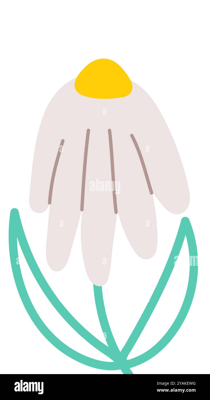 Hand drawn daisy. Vertical format for social media. Vector illustration ...