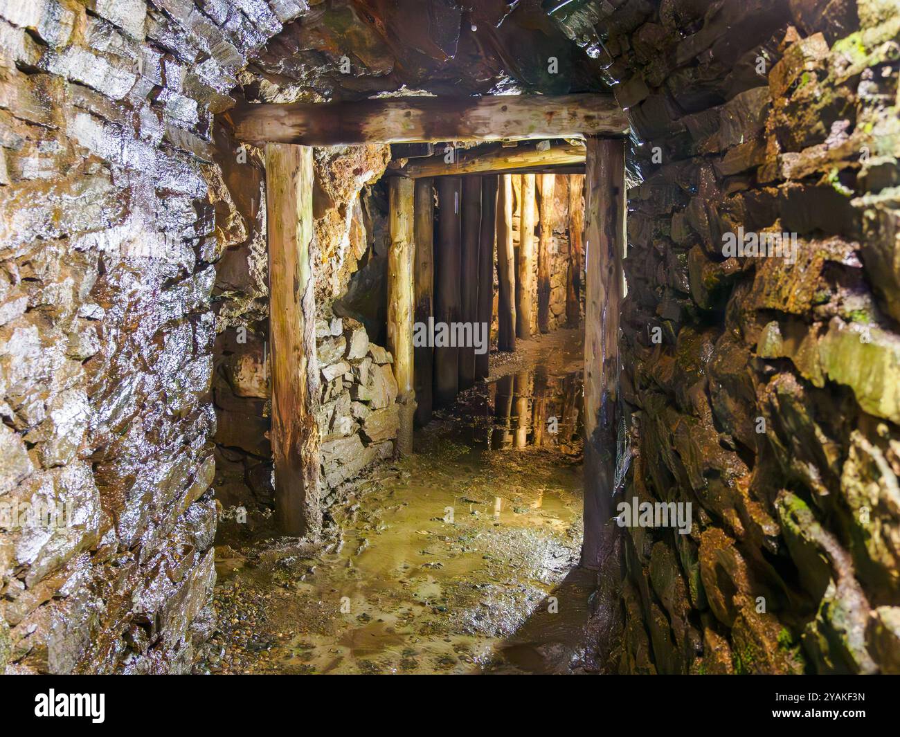 Inside the mine of Laxey wheel, Laxey, Isle of Man Stock Photo - Alamy