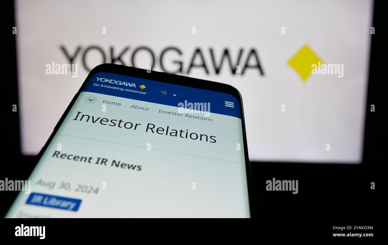 Mobile phone with website of Japanese company Yokogawa Electric ...