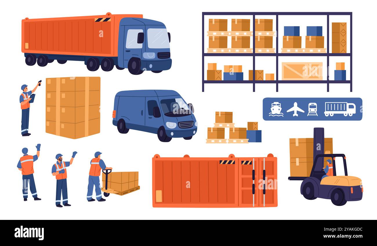 Logistics and cargo delivery service. Loading equipment. Freight ...
