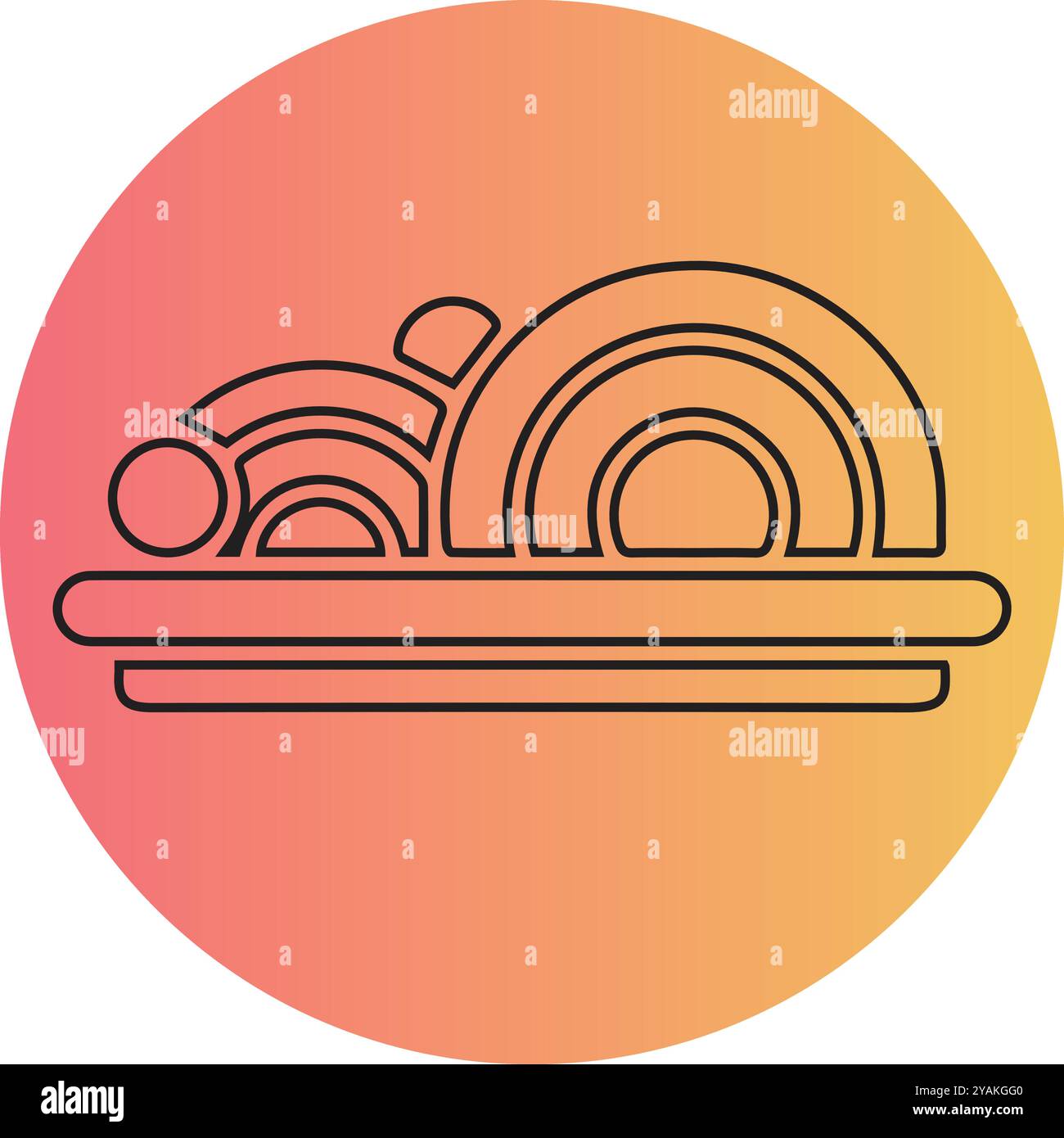 Global Cuisine Black Line Cooking Logo Design Orange Background Color ...