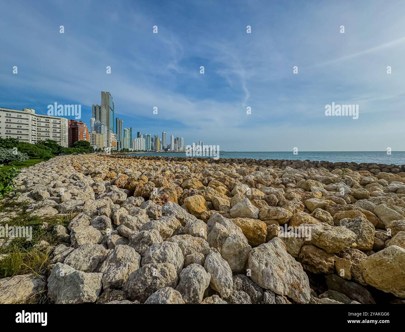Beautiful aerial view of Bocagrande Hotel area in the upmarket area ...