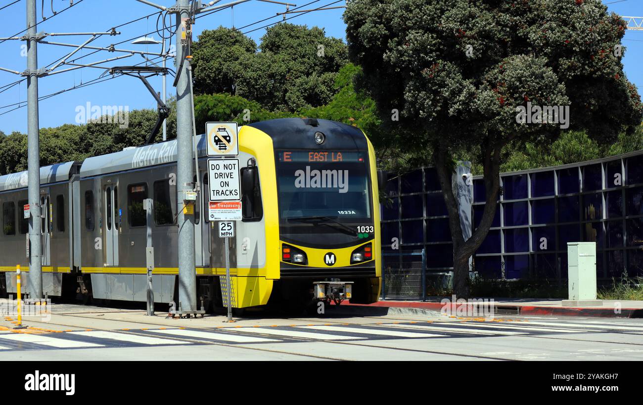 Los Angeles METRO Rail E Line train in downtown Santa Monica ...
