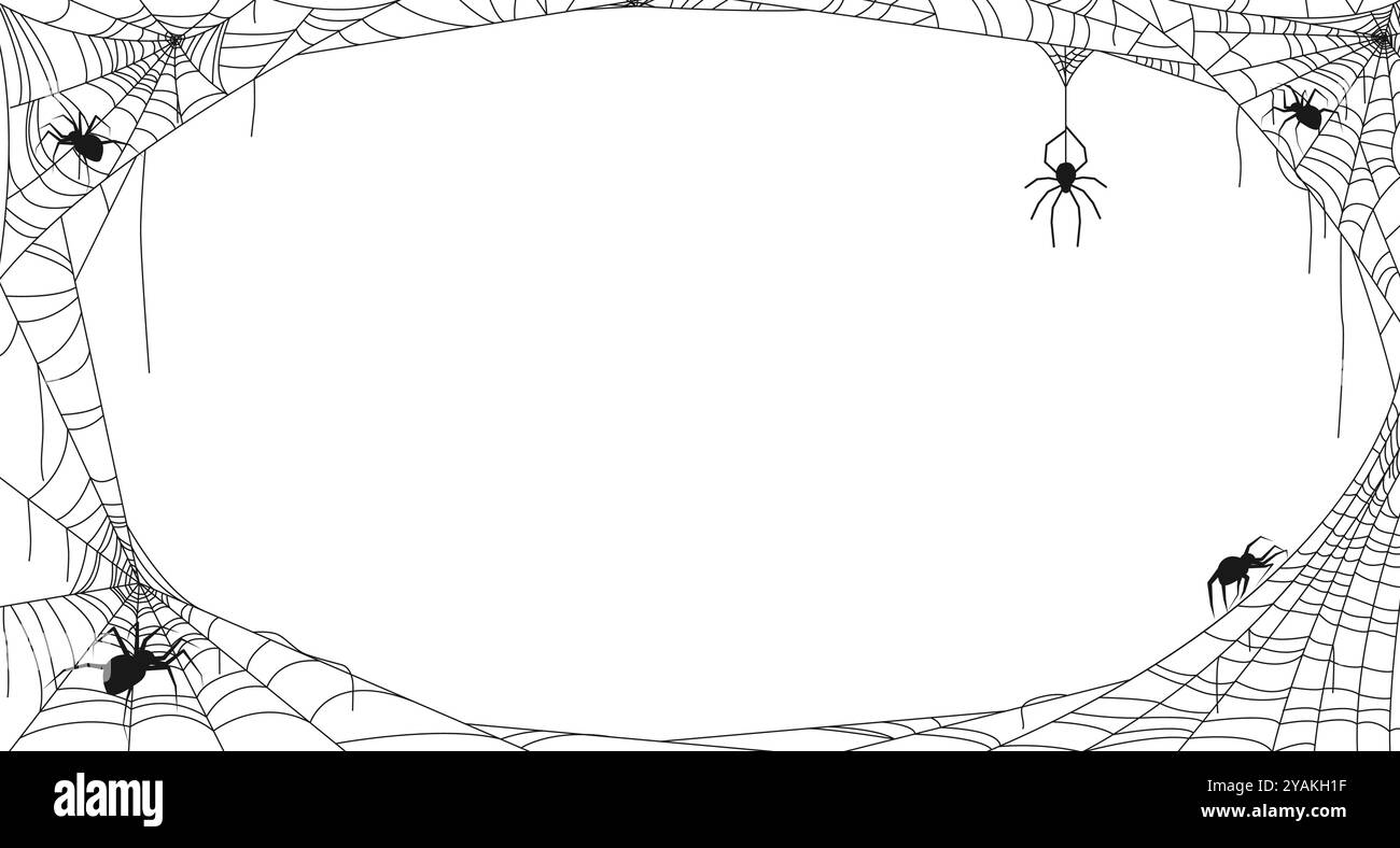 Cobweb frame. Spider braided house. Insects weaving traps. Halloween ...