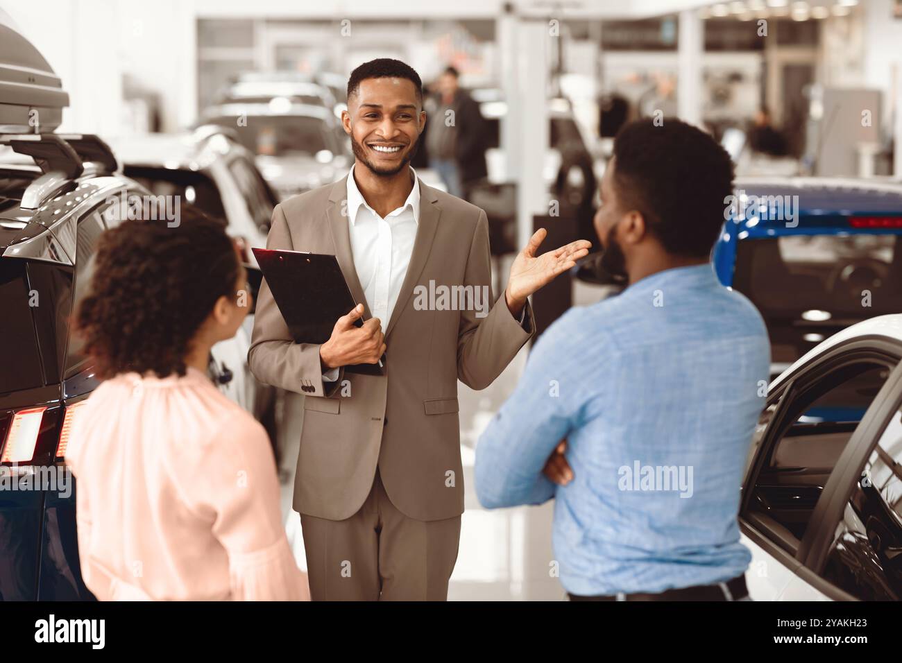 Professional Car Seller Selling Auto Working In Dealership Center Stock ...