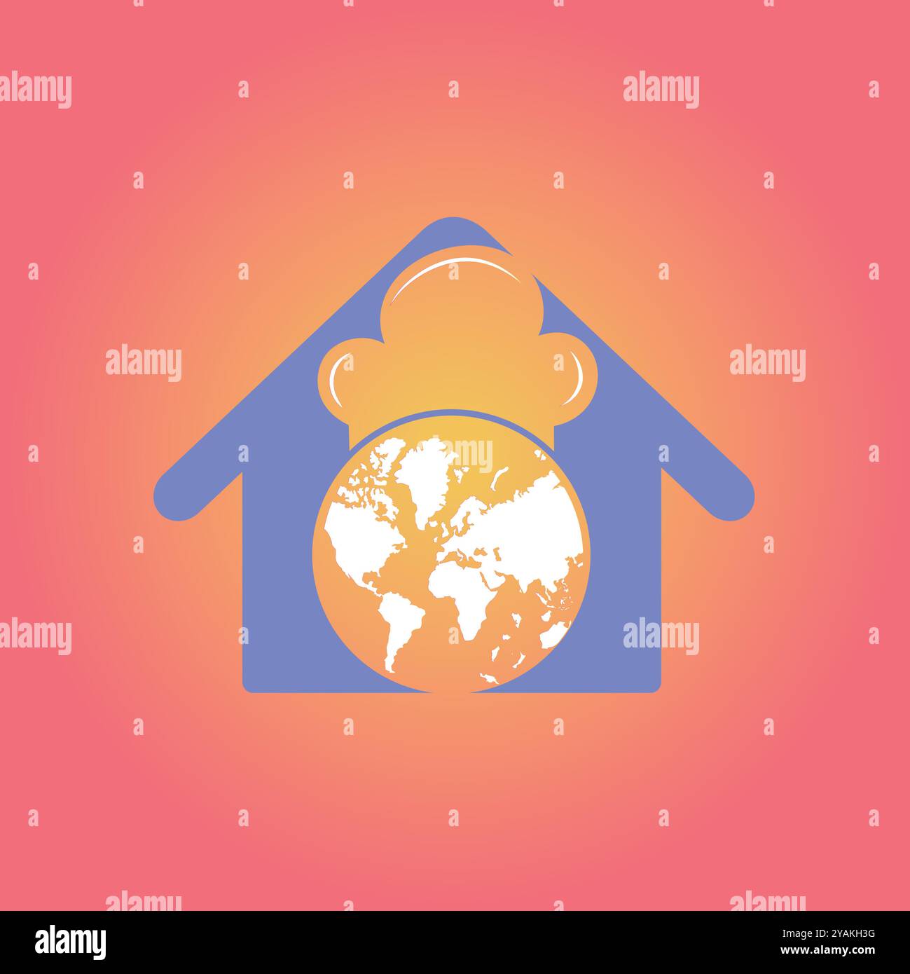 Cuisine Global, Blue Color Store Logo, Orange Gradient Background ...