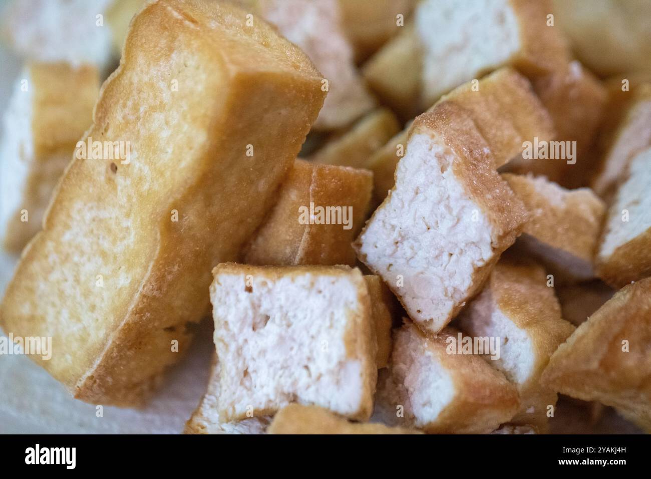 Fried Tofu Cubes as a topping for food Fried Tofu Cubes Stock Photo - Alamy