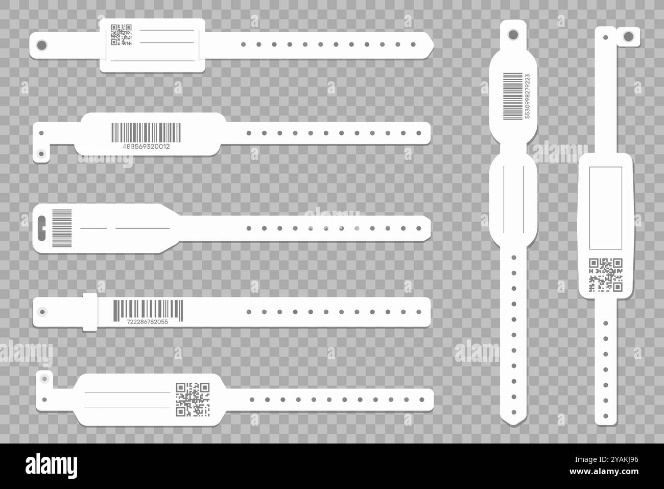 Blank wristband bracelets mockup. White paper pass tapes. Event or ...