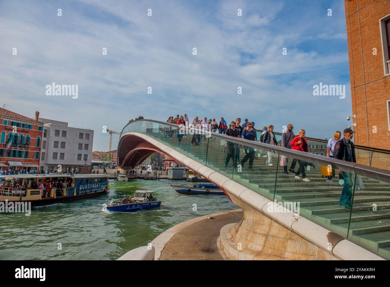 Venice Italy 9 October 2024: Pedestrian bridge crossing the Grand Canal ...