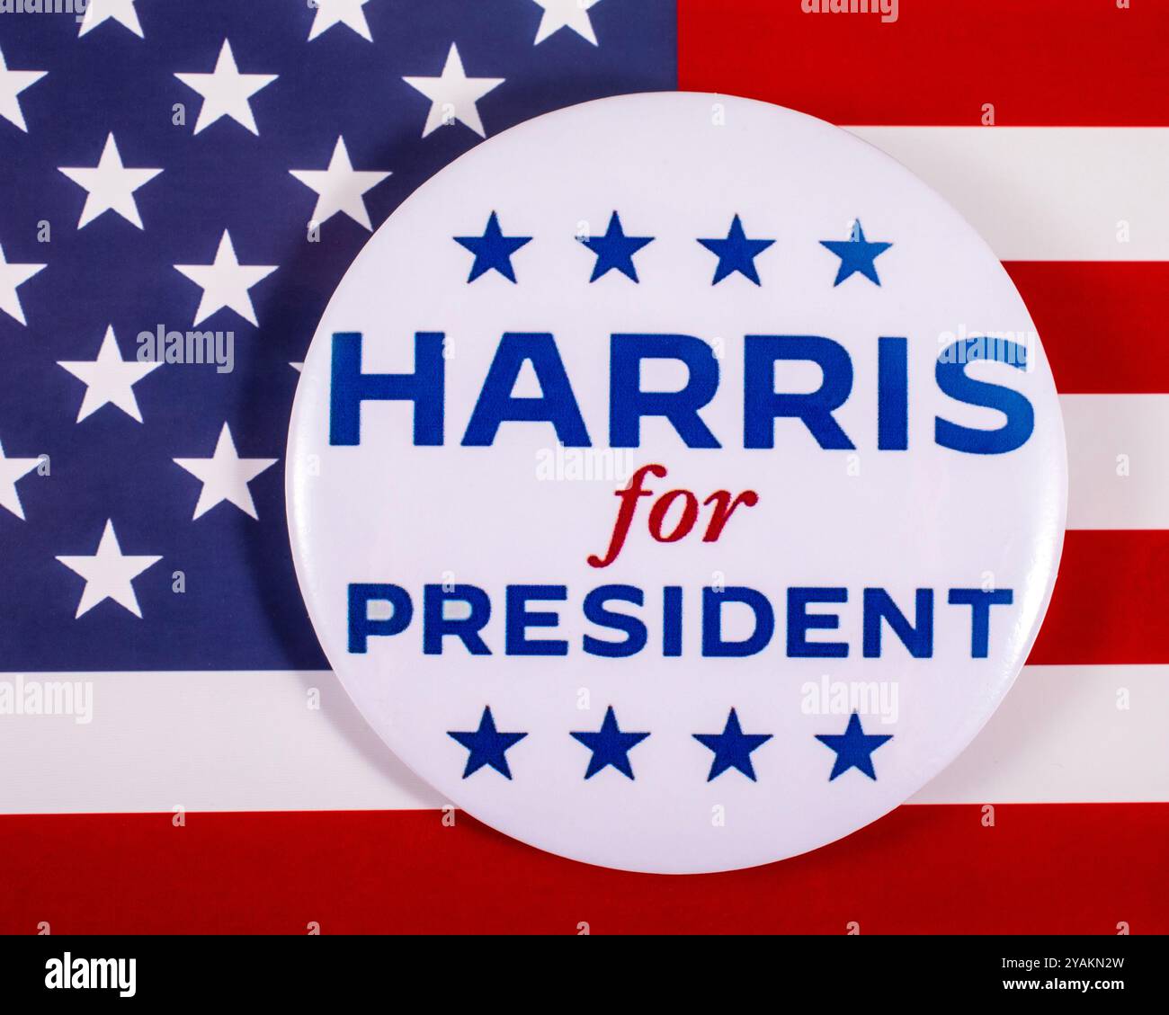 London, UK - September 30th 2024: A Harris for President pin badge ...